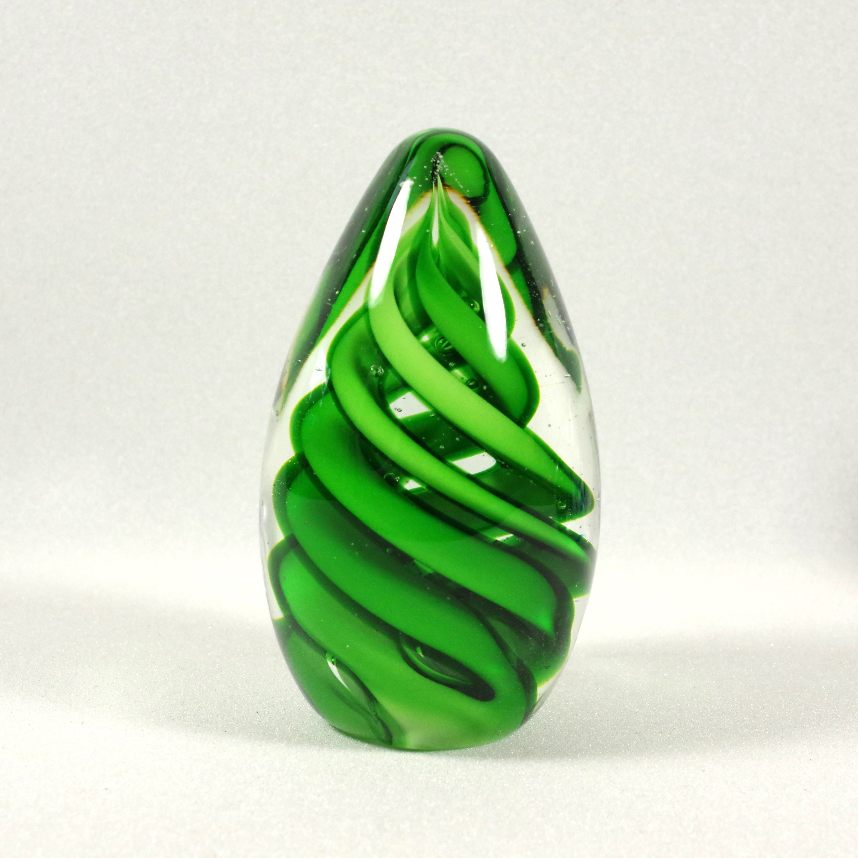 Handblown Studio Art Glass Paperweight Green Swirl Large - Etsy