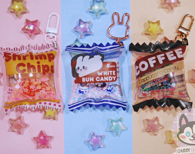 Asian Candy Snacks Shaker Keychain Cute Shrimp Chips White Rabbit ...