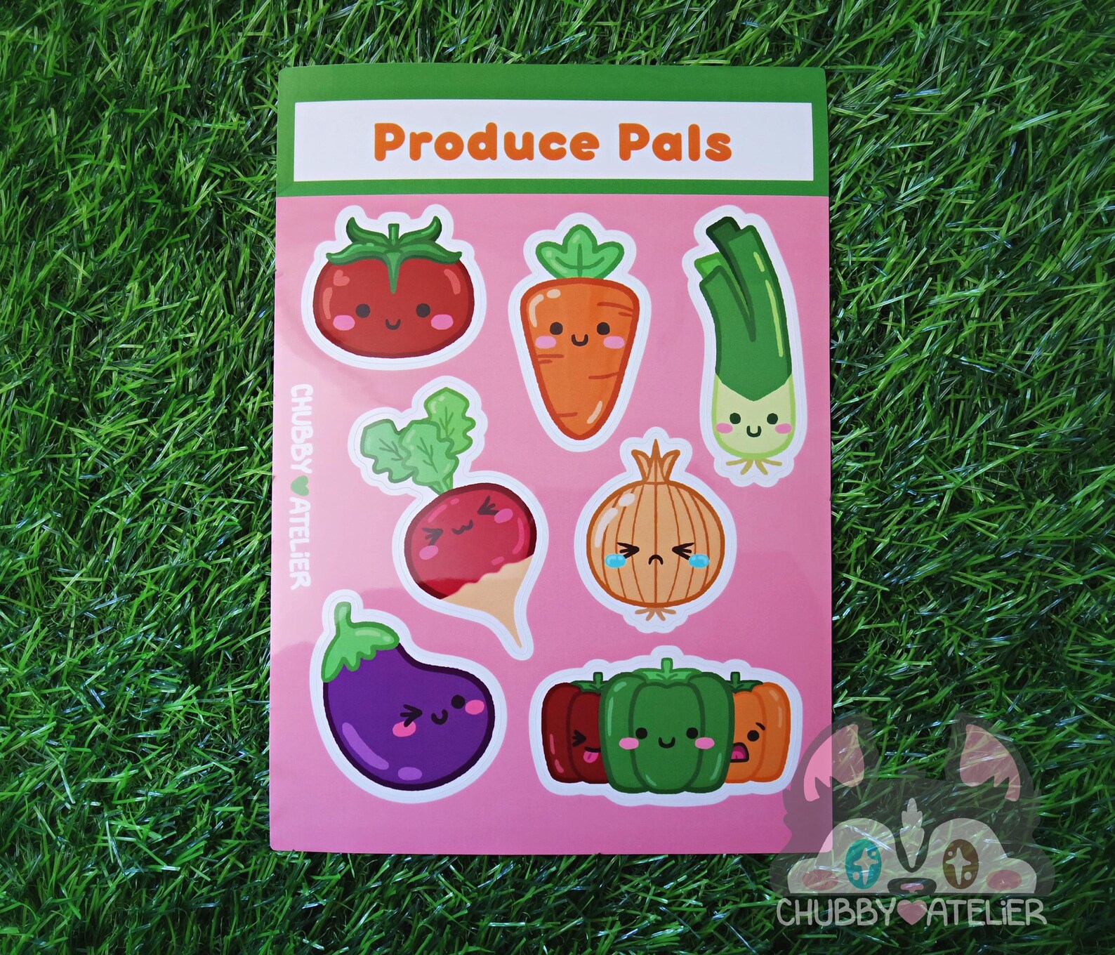 Veggie Produce Kawaii Cute Sticker Sheet Tomato Carrot Eggplant Green ...