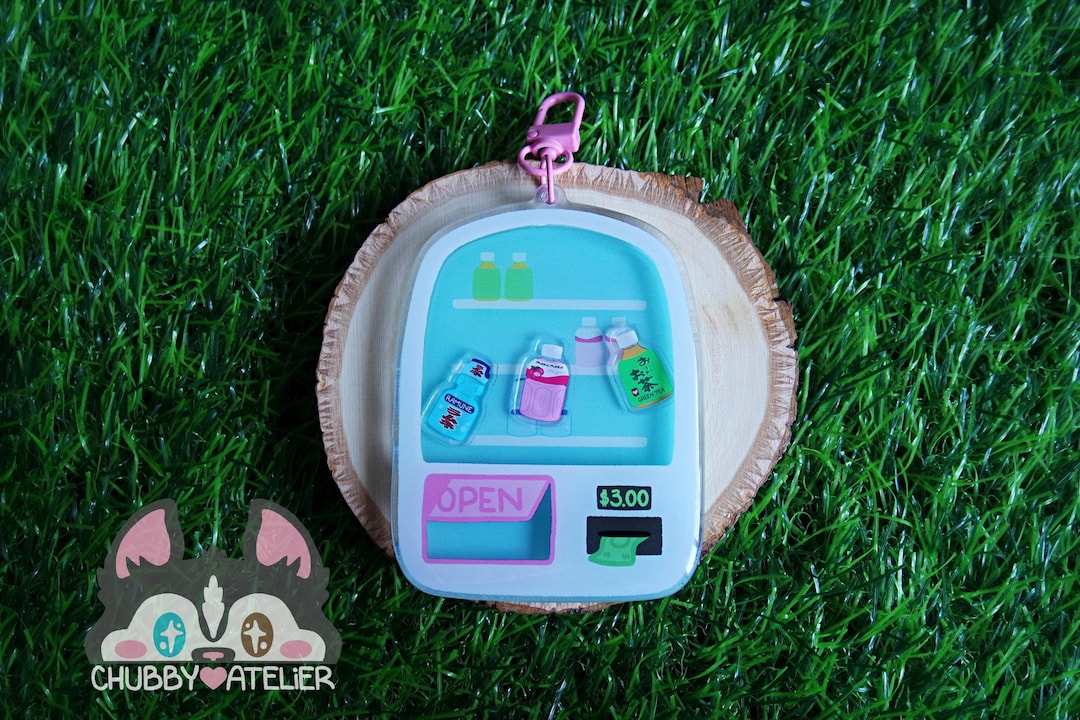Drink Vending Machine Shaker Keychain Cute Green Tea Ramune Lychee ...