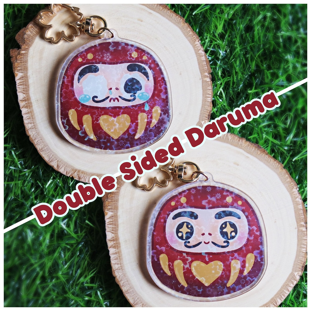 Double Sided Cute Daruma Sakura Cherry Blossom Holographic Acrylic Keychain - Etsy