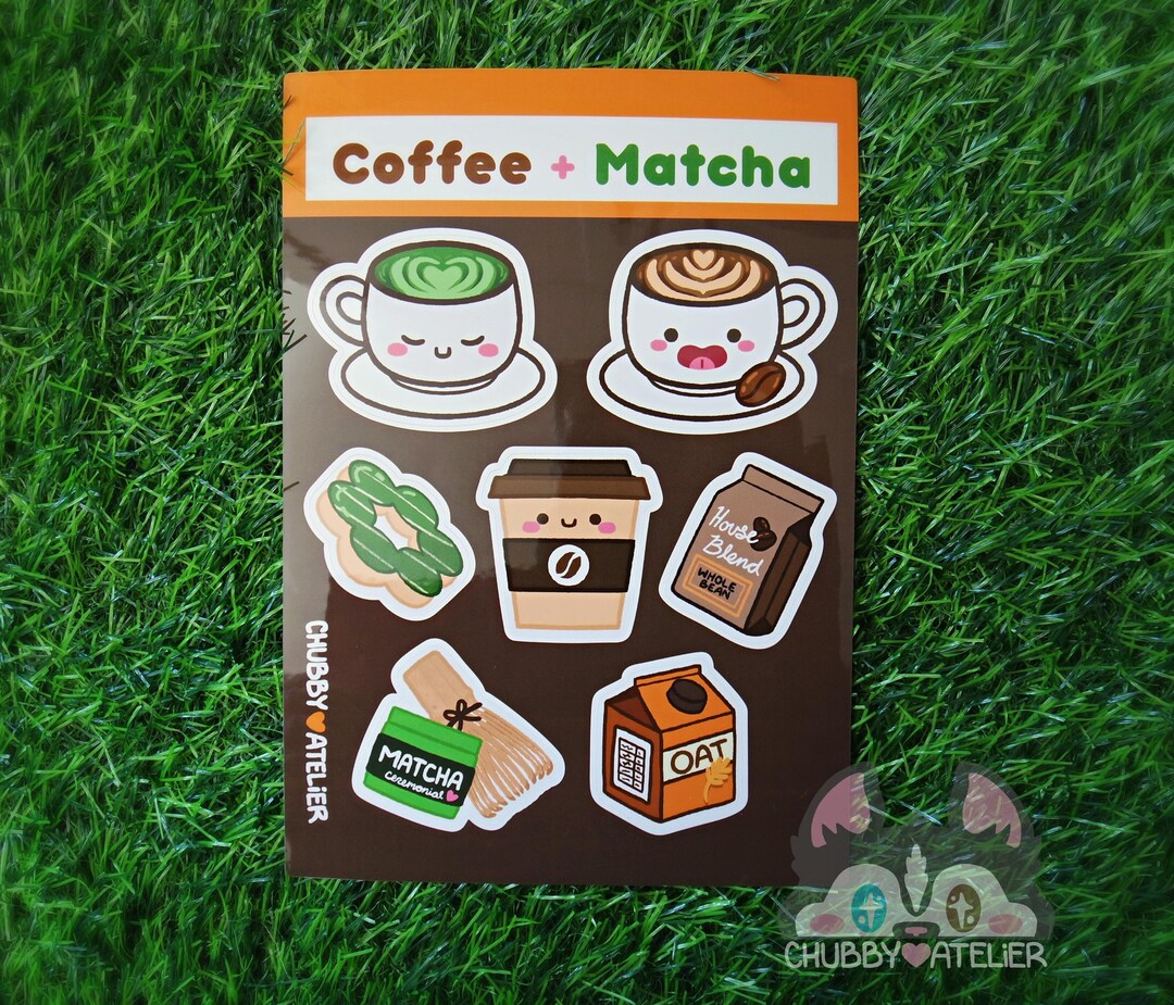 Coffee Matcha Sticker Sheet Cute Chibi Kawaii Togo Coffee Beans Matcha ...