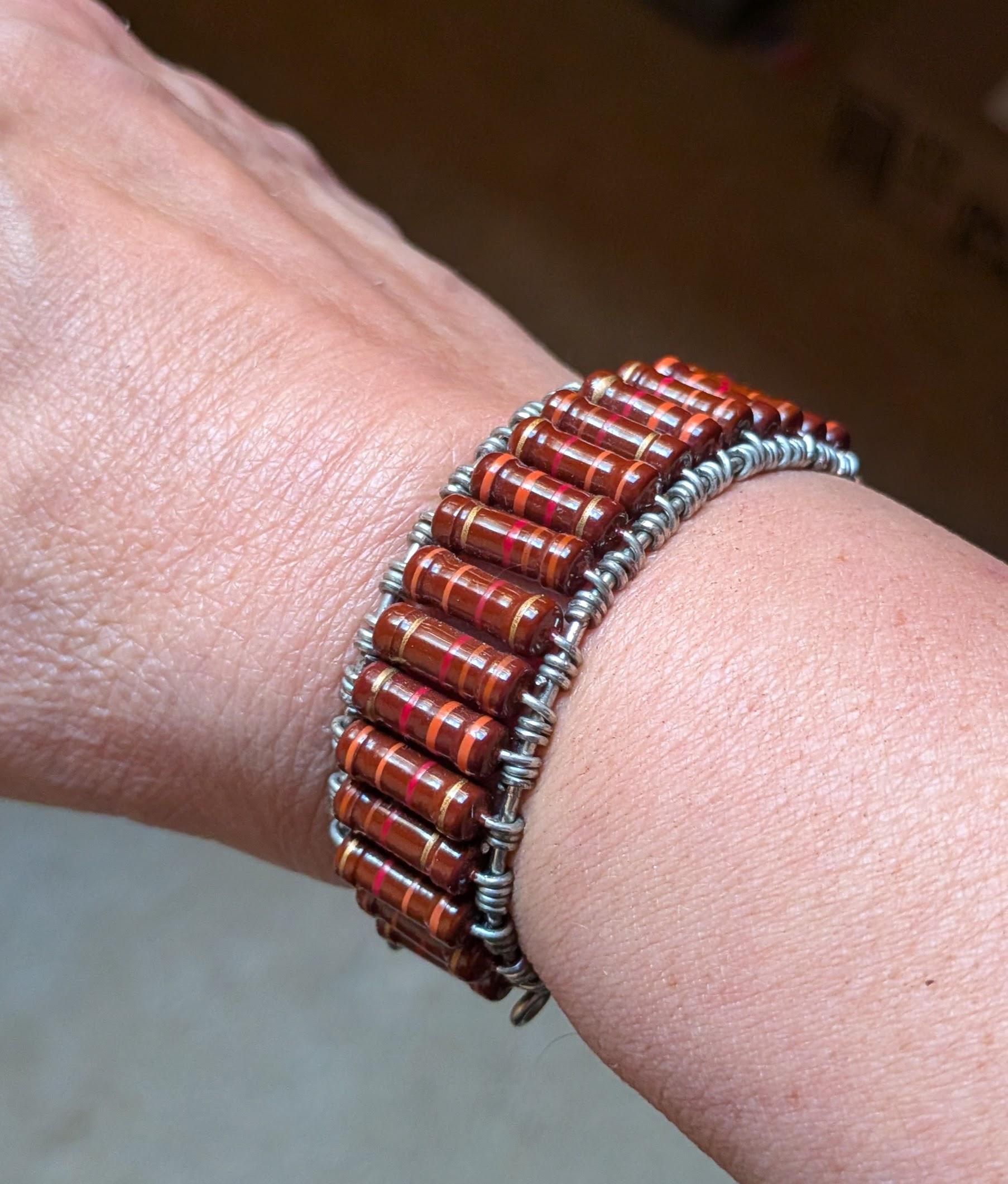 Upcycled Brick Red Resistor Bracelet and Earrings Set. Electrical ...