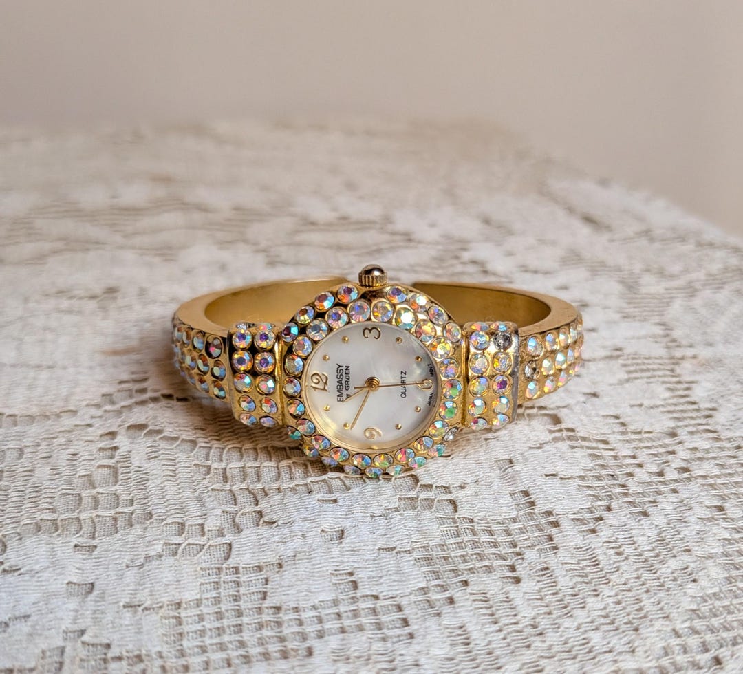 Working Vintage Embassy by Gruen Gold Tone Watch Bracelet With Sparkly ...