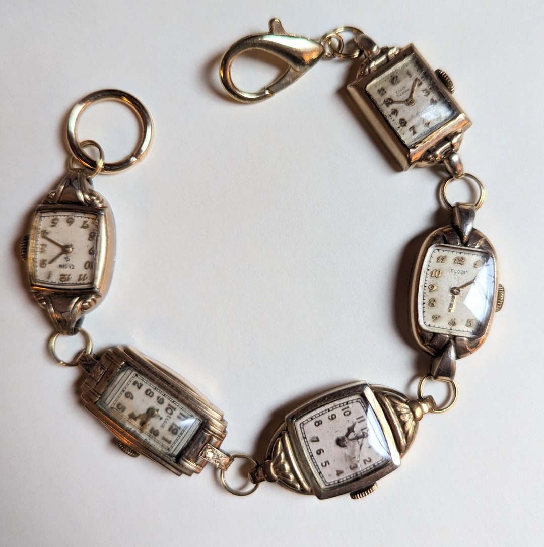 Vintage Steampunk Boho Upcycled Yellow Gold Steampunk Watch Bracelet ...