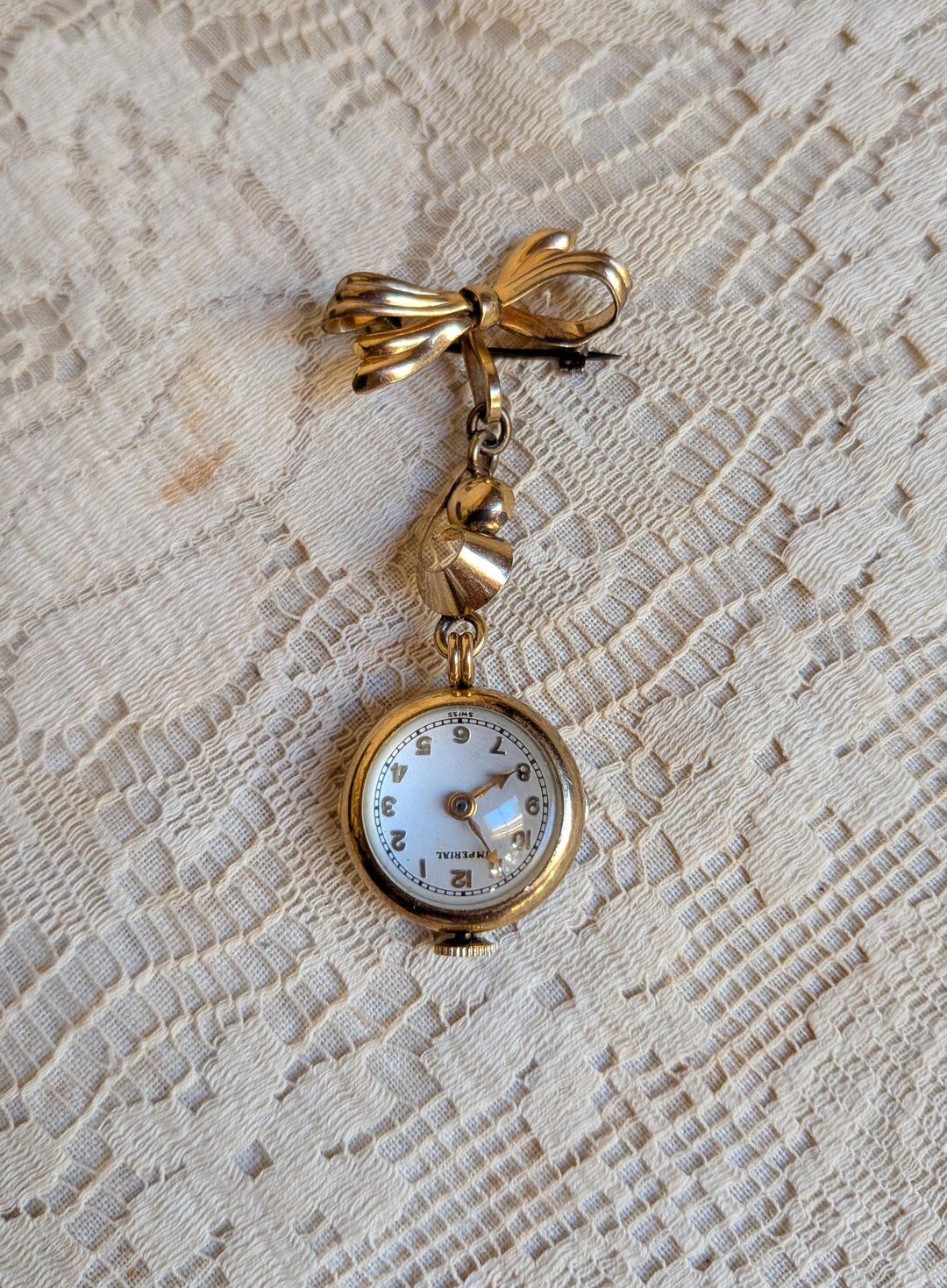 Non-working Vintage 10k Yellow Gold Plated Imperial Ladies Brooch Watch ...