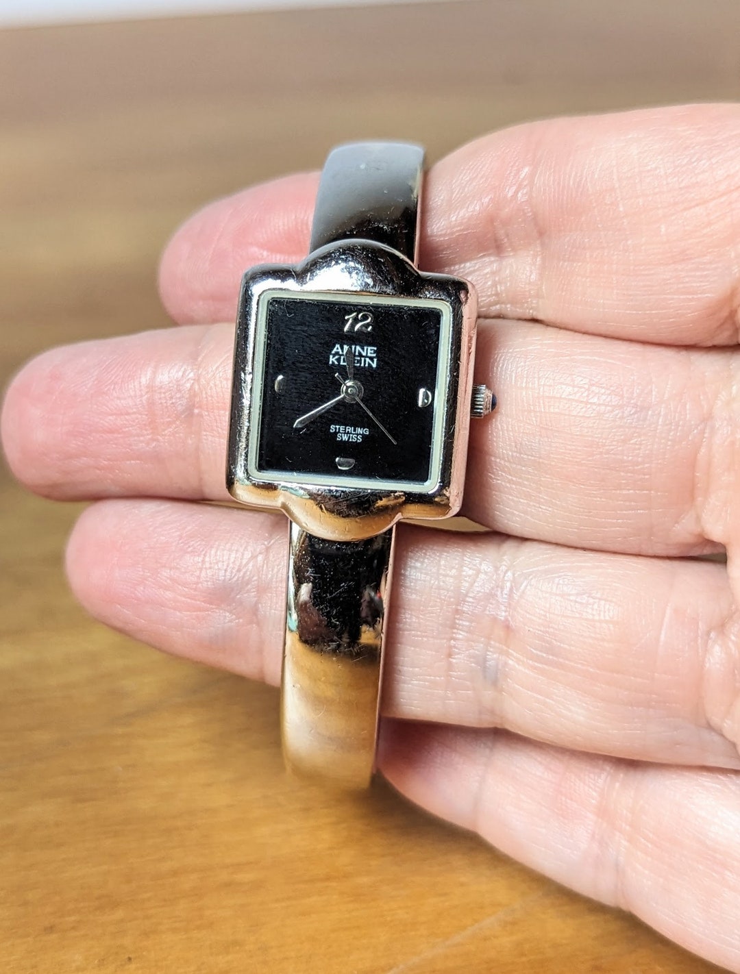 Working Vintage Anne Klein Solid Sterling Silver Cuff Watch W/sterling ...