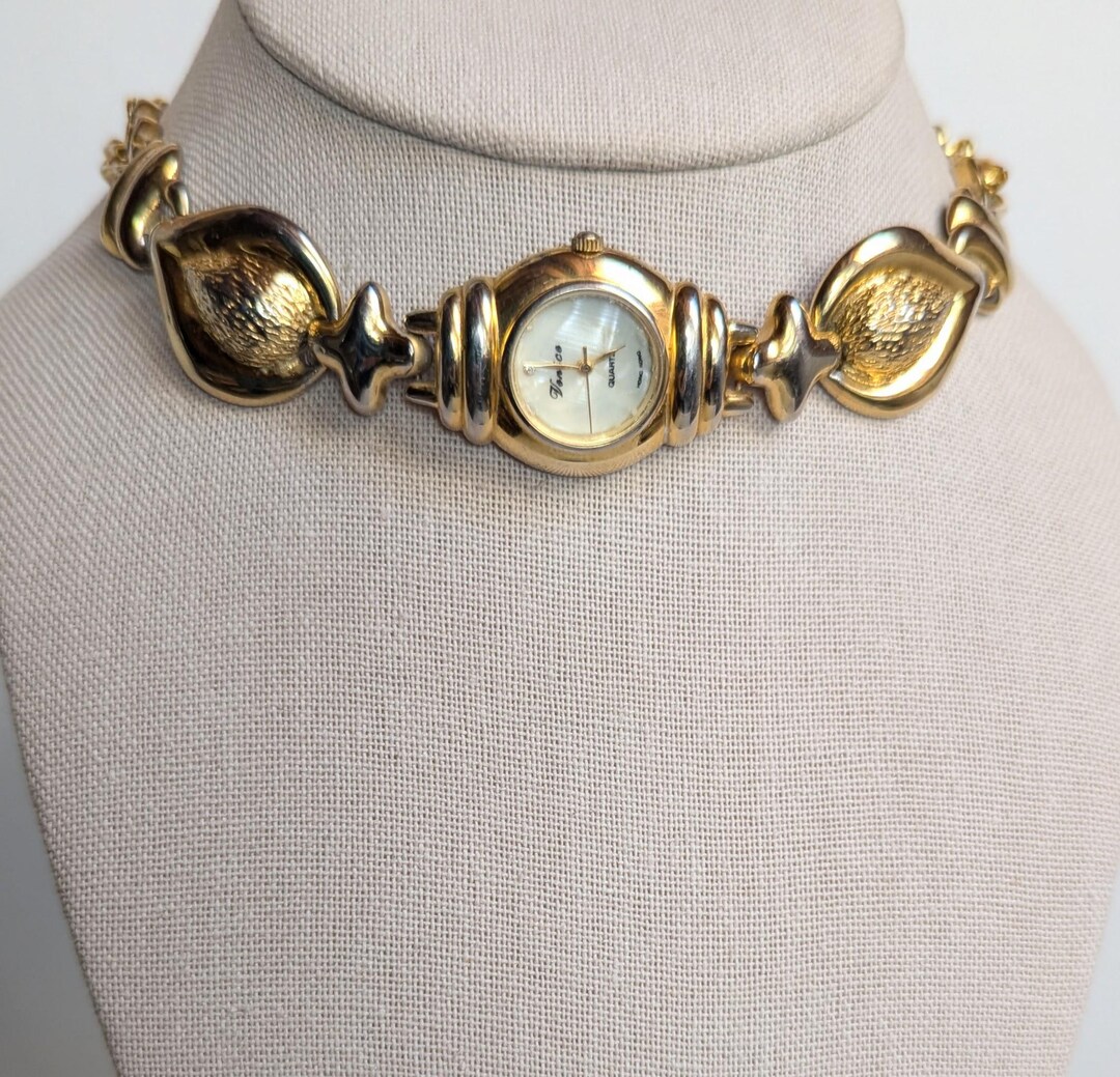 Venice Gold Tone Ornate Quartz Watch Choker Steampunk Whimsigoth ...