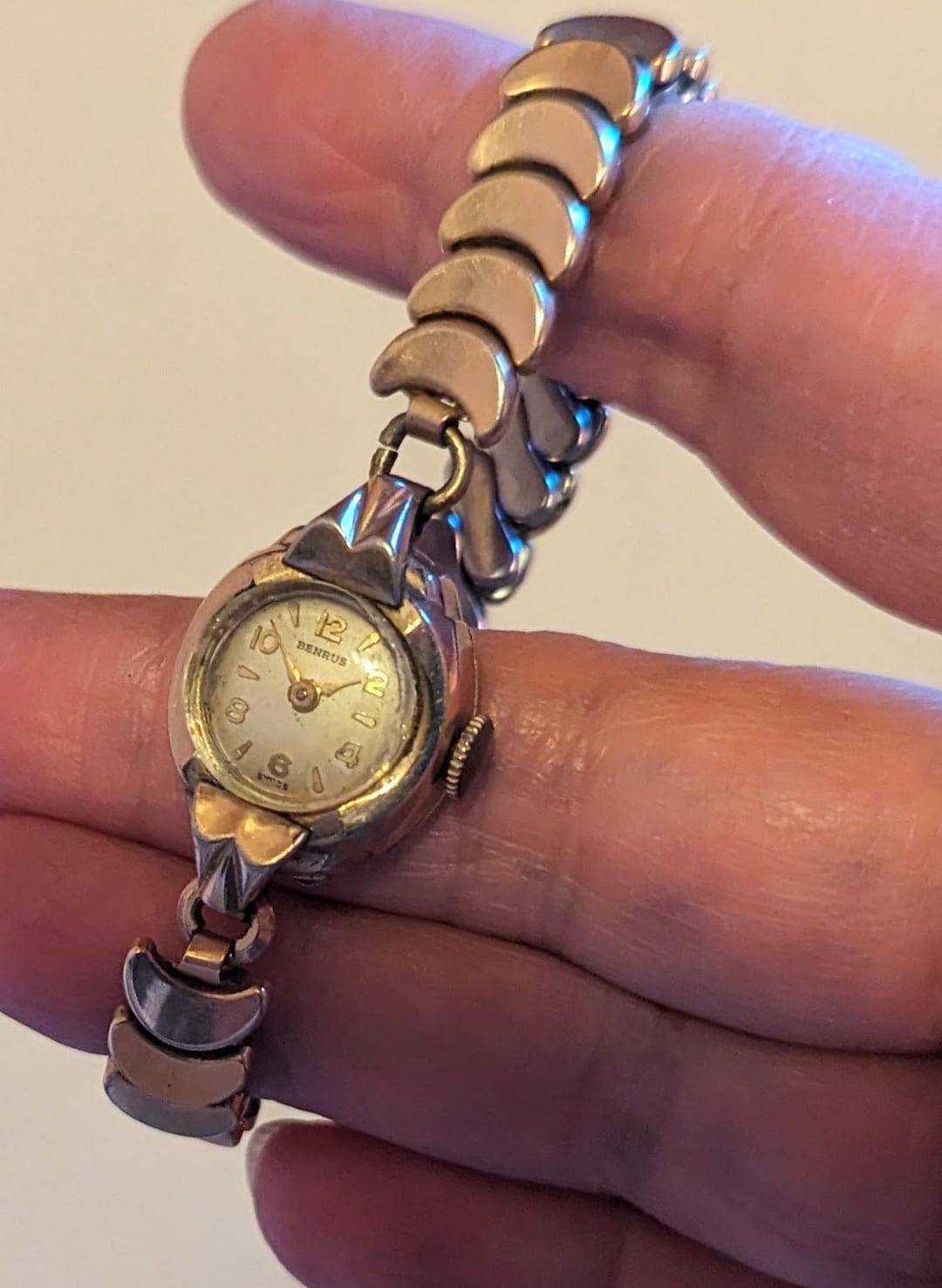 Working Vintage Benrus Gold Tone Ladies Watch With Crescent Moon ...