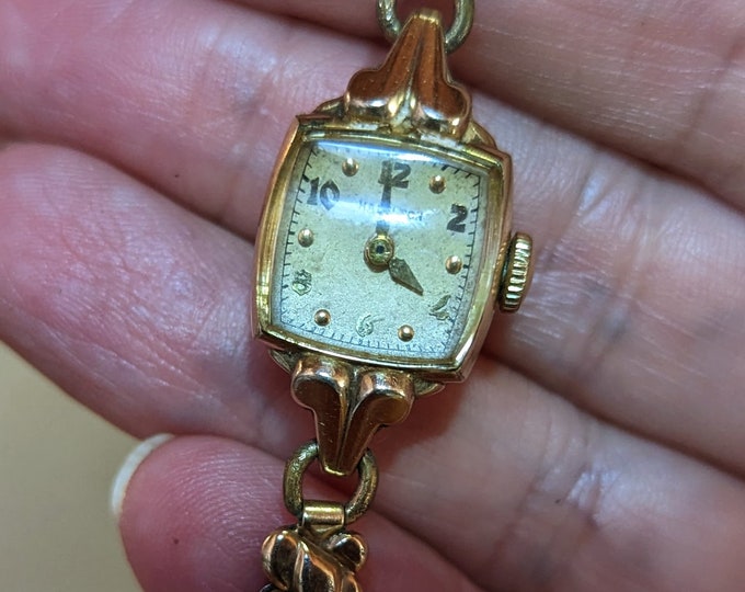 WORKING Vintage Hamilton Yellow Gold 10K Gold Filled Ladies Watch With ...