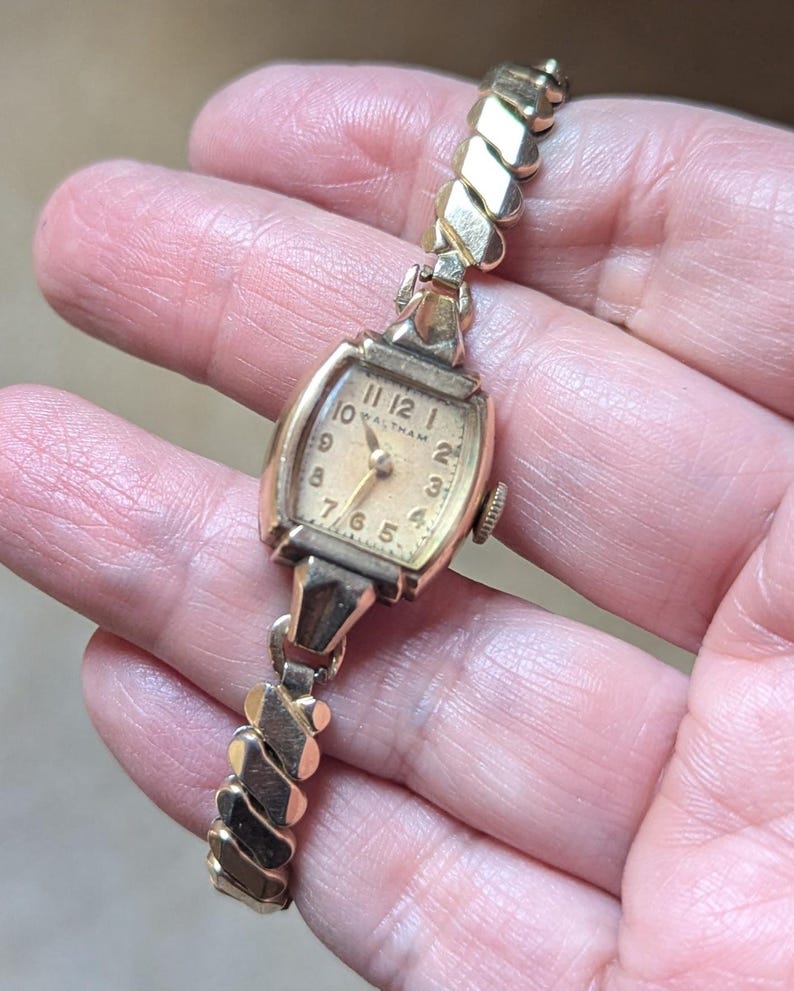Vintage Waltham Ladies Watch: 10K Gold Filled, Steampunk Stretch Band ...