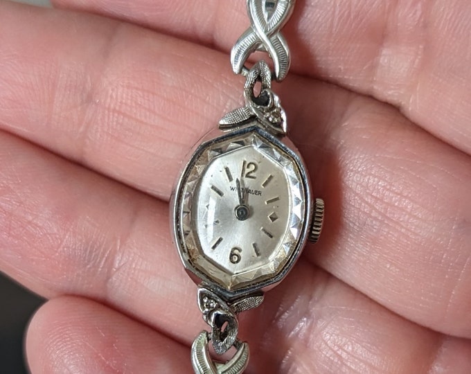 NON-WORKING Vintage Wittnauer 10k White Gold Filled Ladies Watch With ...