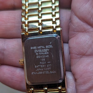 Working Vintage Embassy by Gruen Gold Tone Unisex Watch With Black Face ...