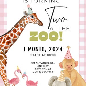 TWO at the Zoo Birthday Invitation - Etsy