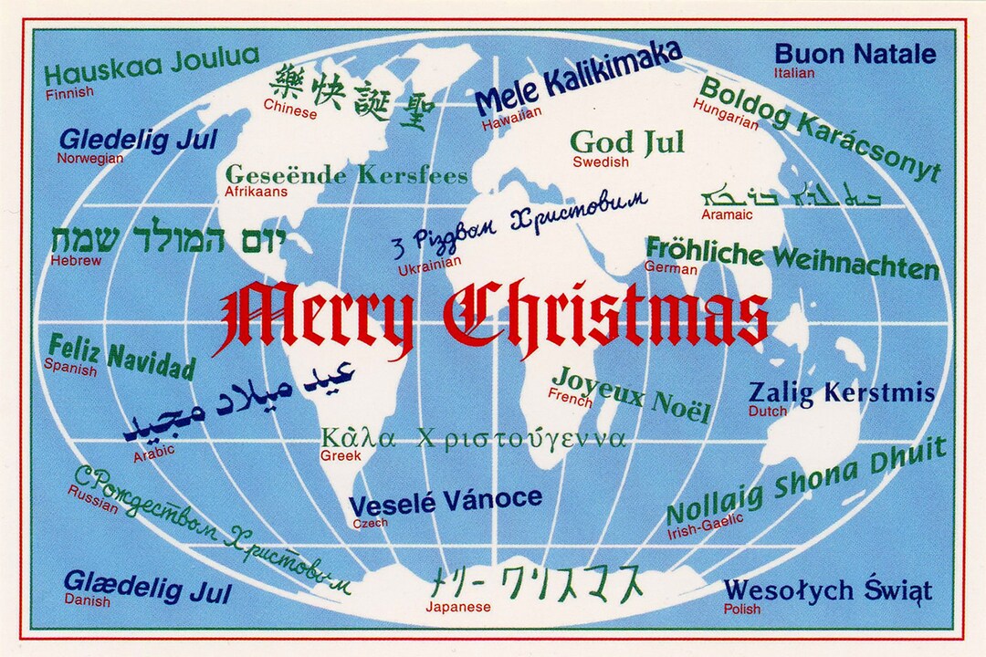 Merry Christmas World Map Christmas Postcard - Etsy