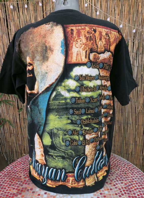 90's Vintage MAYAN CULTURE All Over Print T Shirt XL With 90's Vintage MAYAN CULTURE All Over Print T Shirt XL With