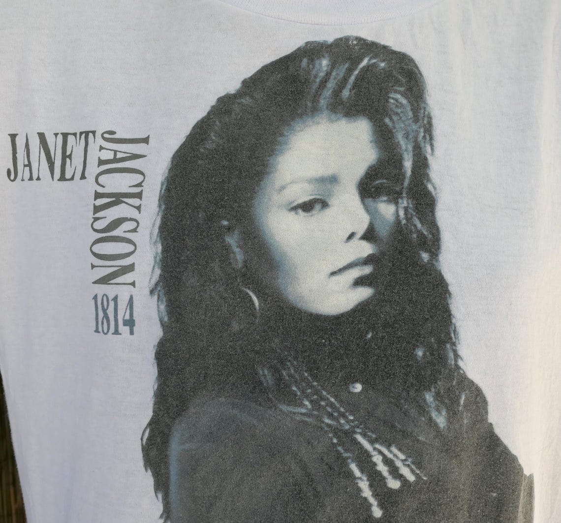 90's Vintage 1990 JANET JACKSON Rhythm Nation Tour T Shirt Large With ...