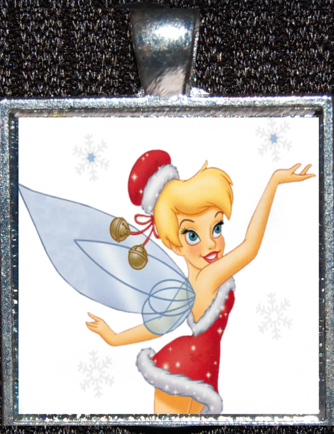 Tinkerbell Fairy Tink Merry Christmas Xmas Silver Pendant - Etsy