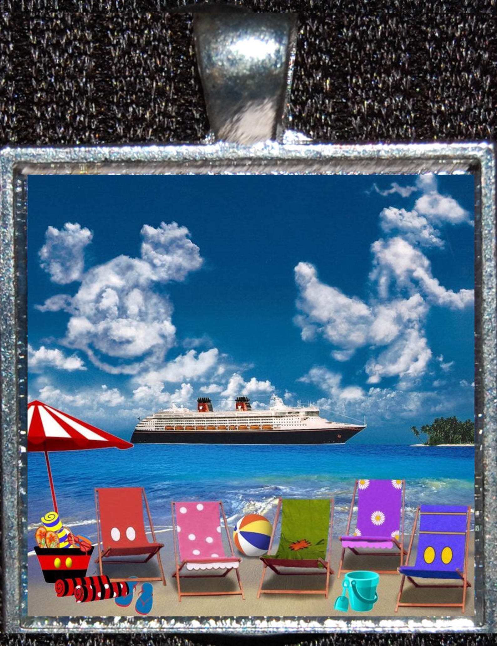 Disney Cruise Line Magic Ship Beach Chairs Mickey Goofy Clouds Silver ...