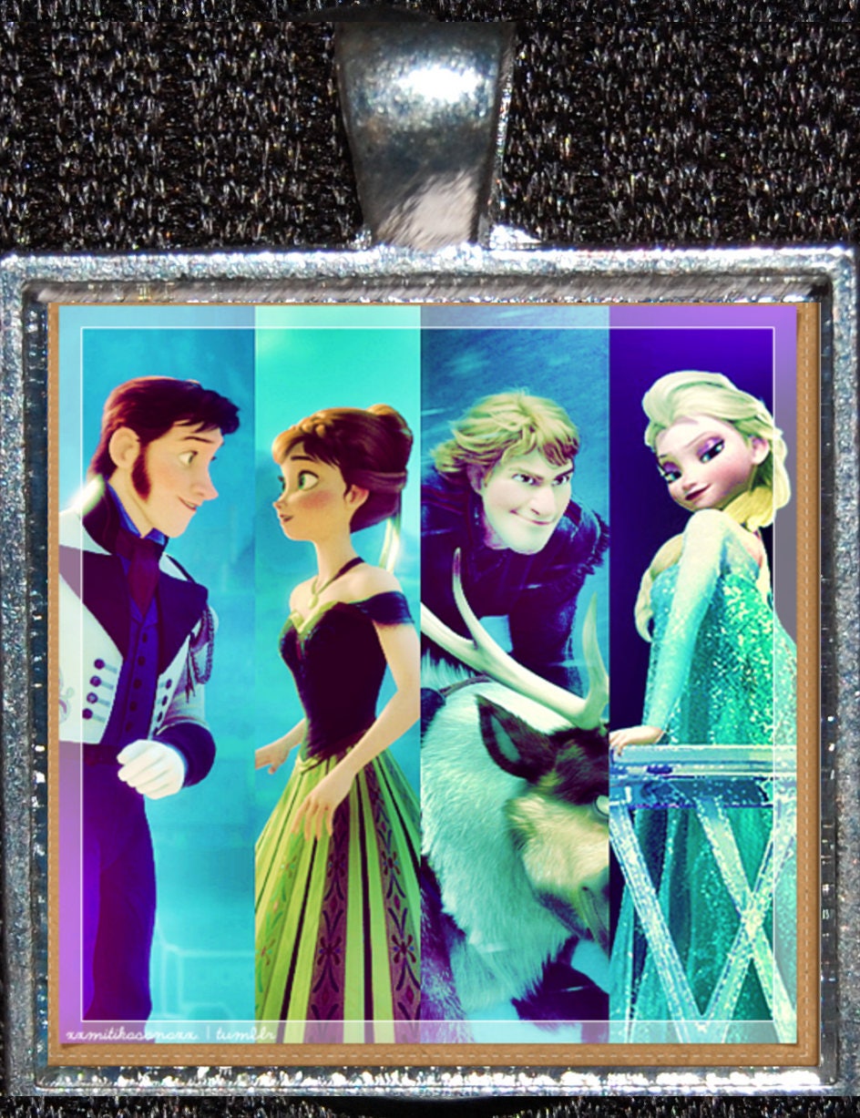 Disney Frozen Princess Anna Queen Elsa Sisters Silver Pendant Necklace ...