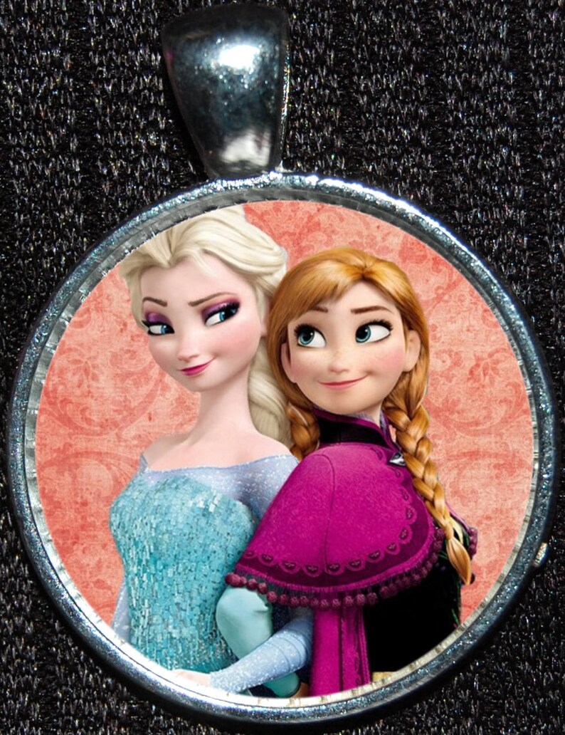 Disney Frozen Princess Anna Queen Elsa Sisters Silver Pendant Necklace ...