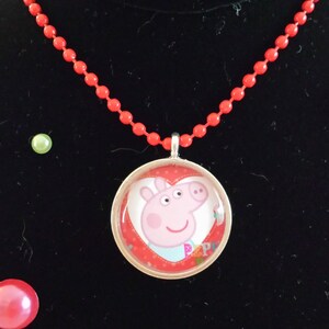 Peppa Pig "red" Jewelry Set With Necklace and 3 Pairs Small Stainless ...