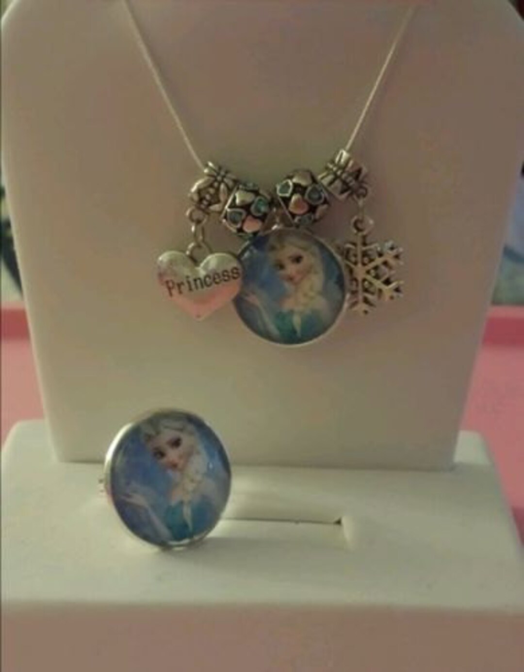 Disney's Frozen Elsa Silver "princess" Jeweled Snowflake Charm Necklace ...