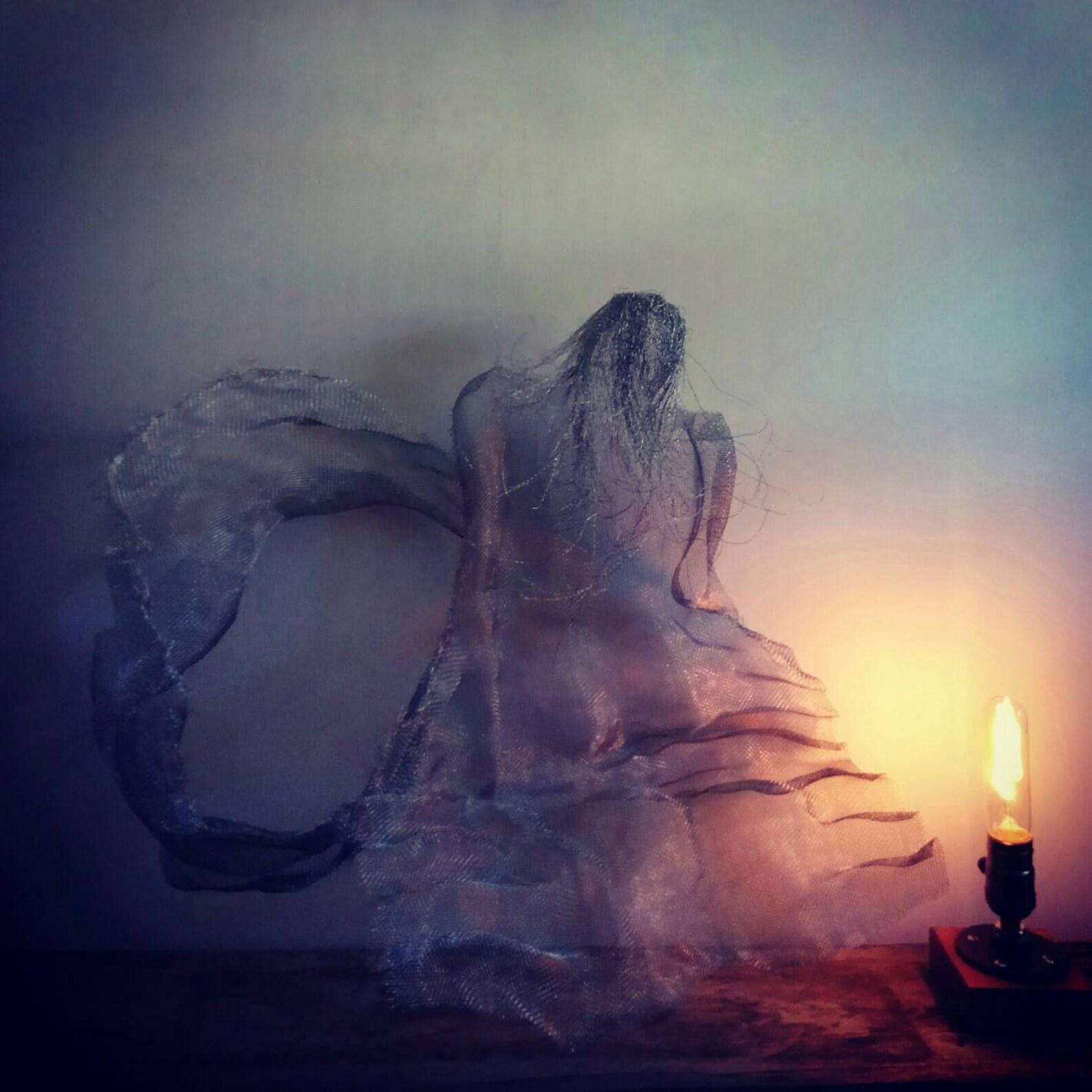 Mermaid Nymph Woman Abstract Contemporary Art Wire Mesh Sculpture Wall ...