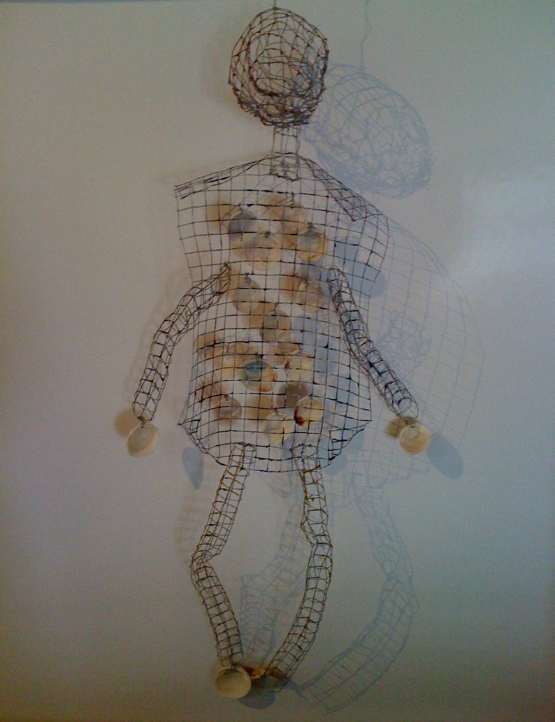 Shell Men Wire Metal Mesh and Shell Sculpture. OOAK. Home - Etsy