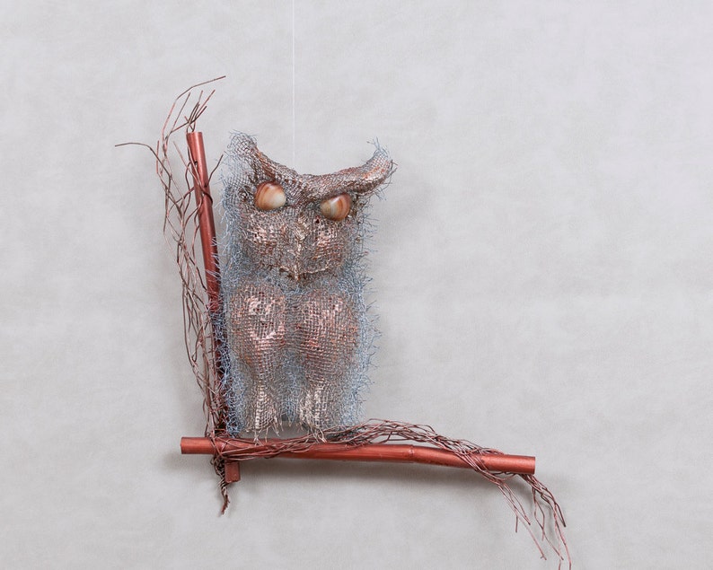 Copper Wire Sculpture Wall Art Owl OOAK Wall Hanging Metal Sculpture ...