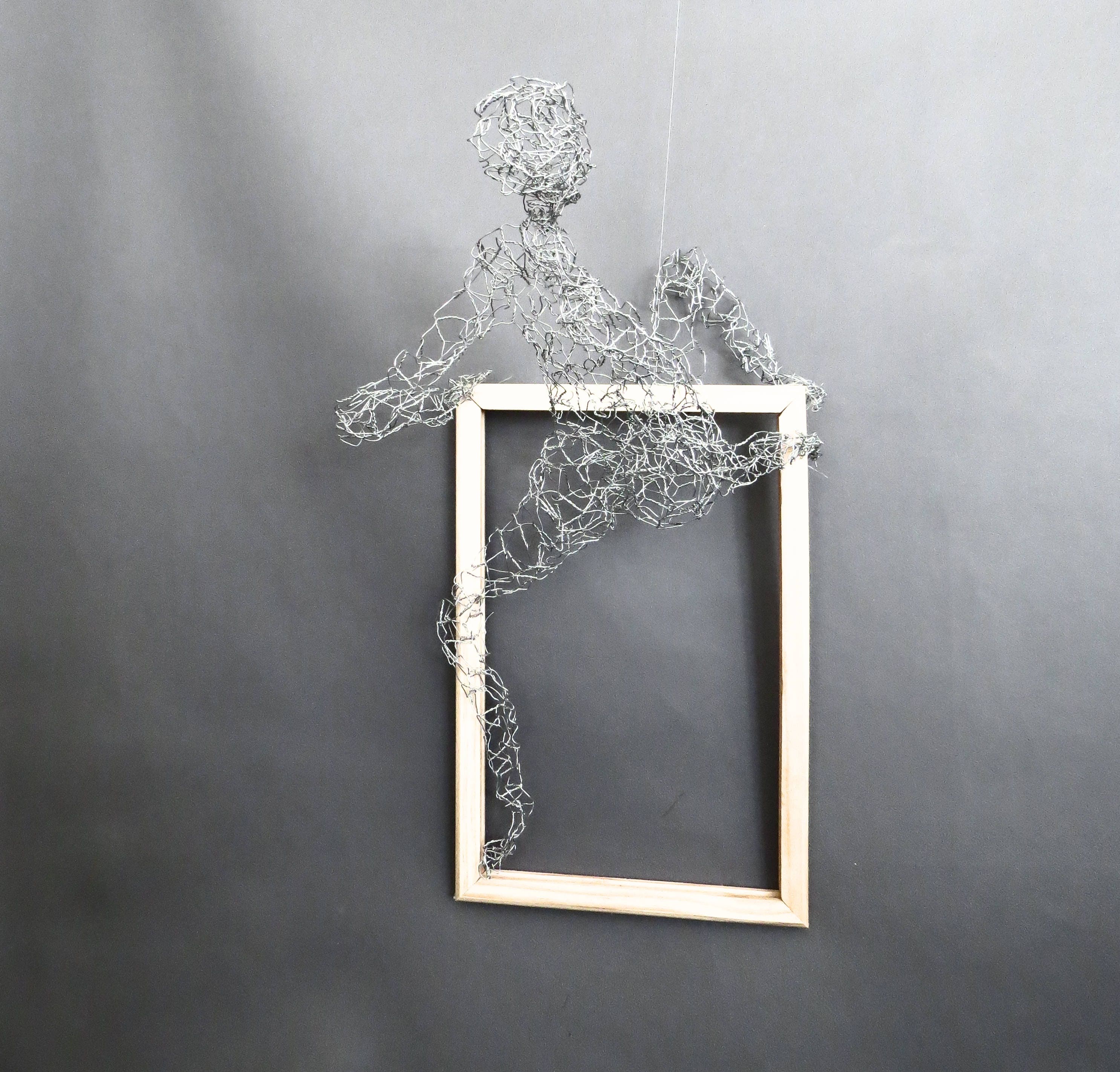 Climbing Sculpture Wall Decor Wire Mesh Figures Wall Hanging - Etsy