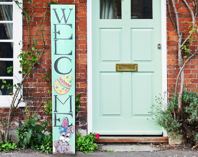 EASTER WELCOME SIGN, Easter Wood Welcome Sign, Vertical Front Door ...
