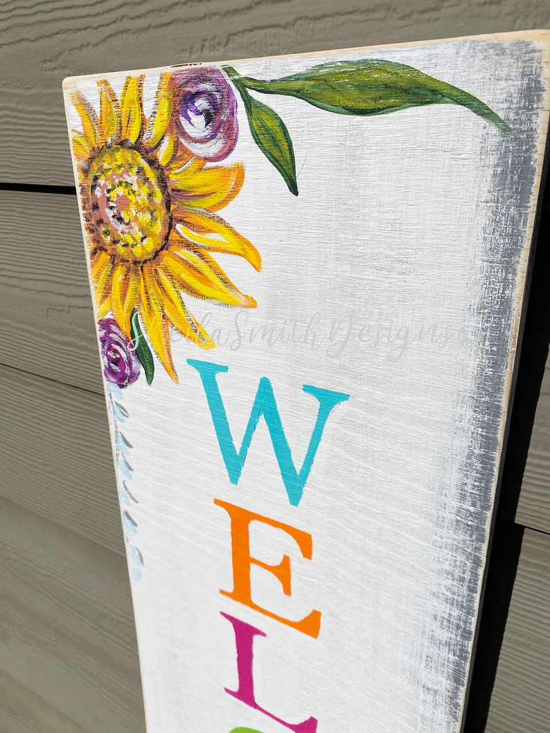 Summer Sign, Porch Sign, Spring Wood Welcome Sign, Vertical Front Door ...
