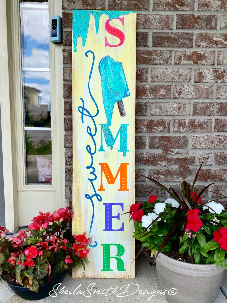 WELCOME SIGN FUN Sweet Summer Popsicle Sign Vertical Front - Etsy