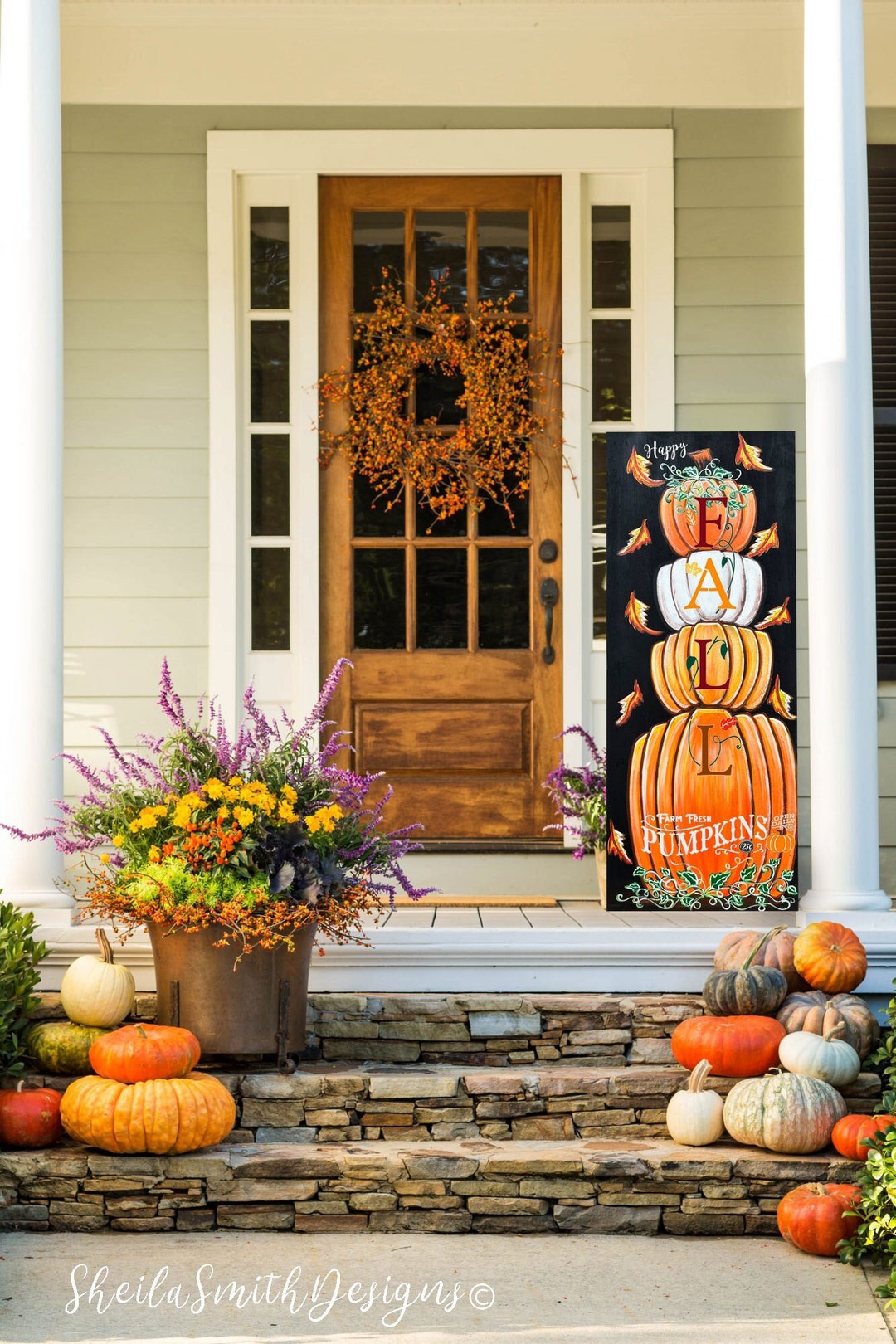 Happy Fall Y'all Pumpkin Sign, Fall Welcome Sign, Pumpkin Vertical ...