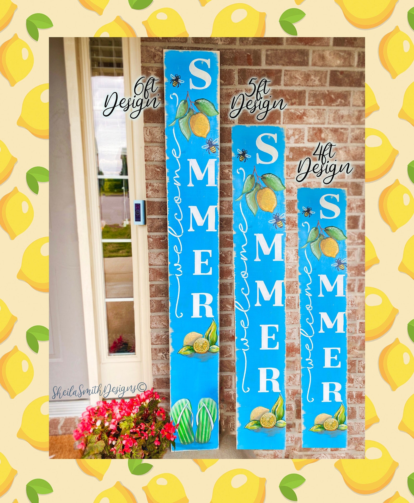 Front Porch Welcome Sign, Lemon Summer Sign, Summer and Spring Wood ...