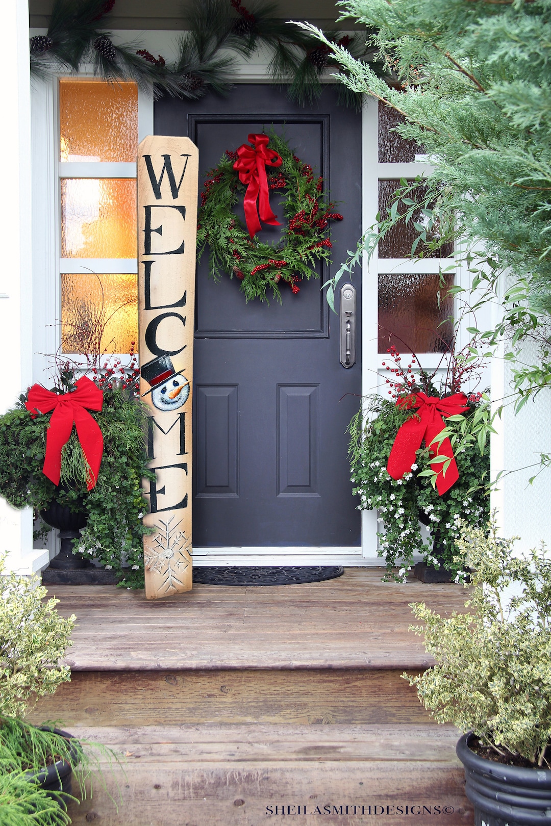 CHRISTMAS Welcome SIGN, Winter WELCOME Sign, Snowman Welcome Sign ...