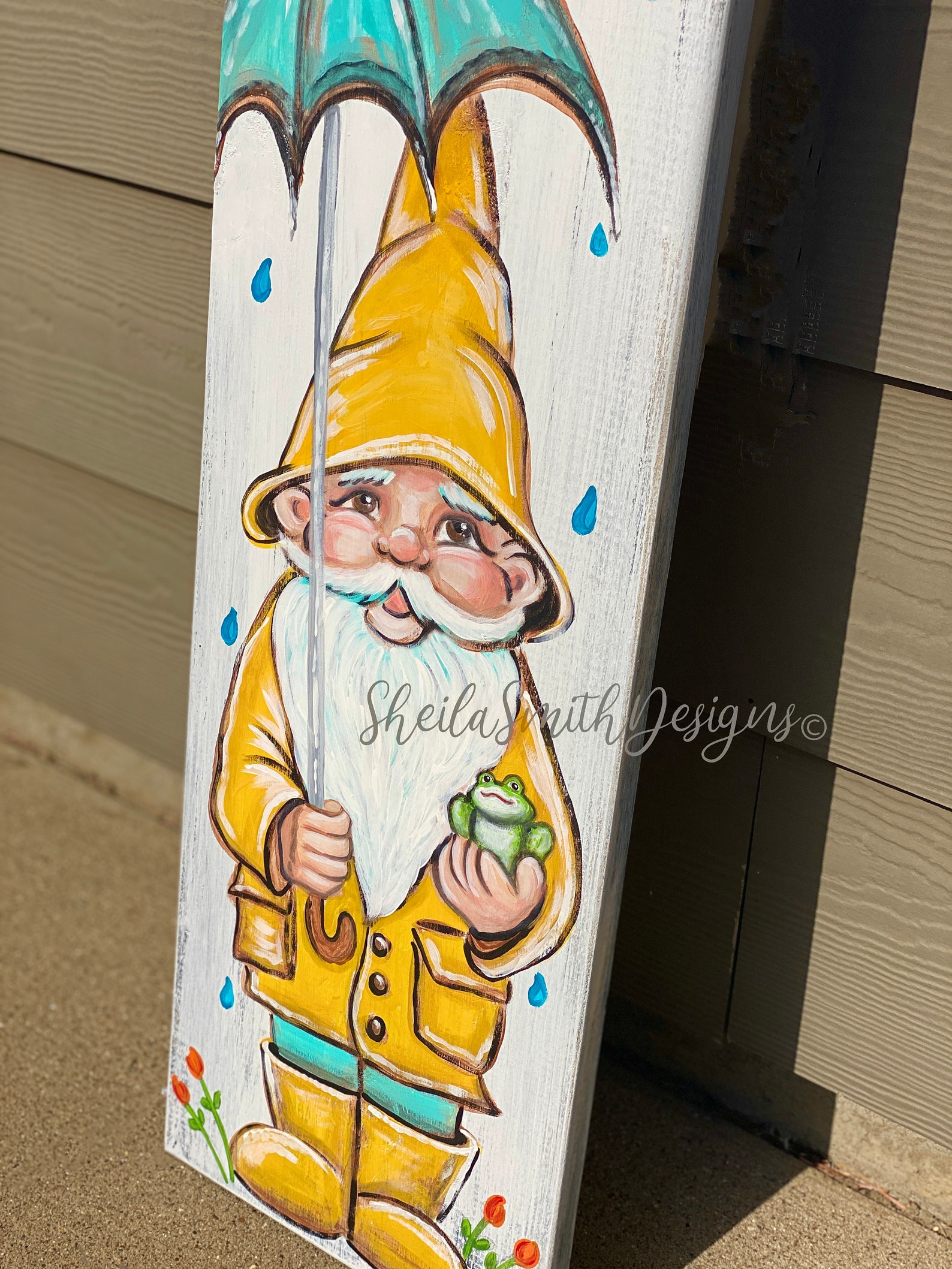 April Showers Spring Sign, Spring Welcome Sign, Gnome Decor, Front ...