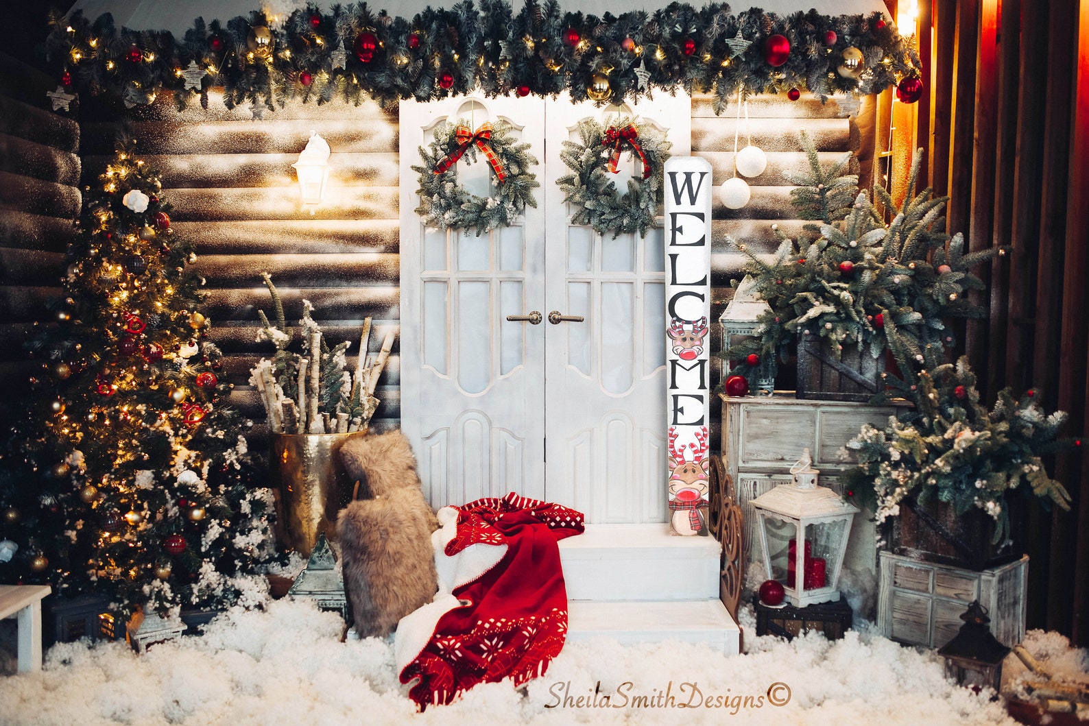 CHRISTMAS Reindeer Welcome SIGN, Winter WELCOME Sign, Rudolph the ...