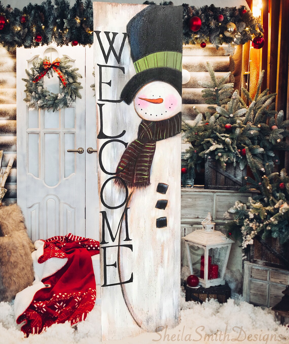 Winter Welcome Snowman Sign Snowman Sign Vertical Front Door - Etsy