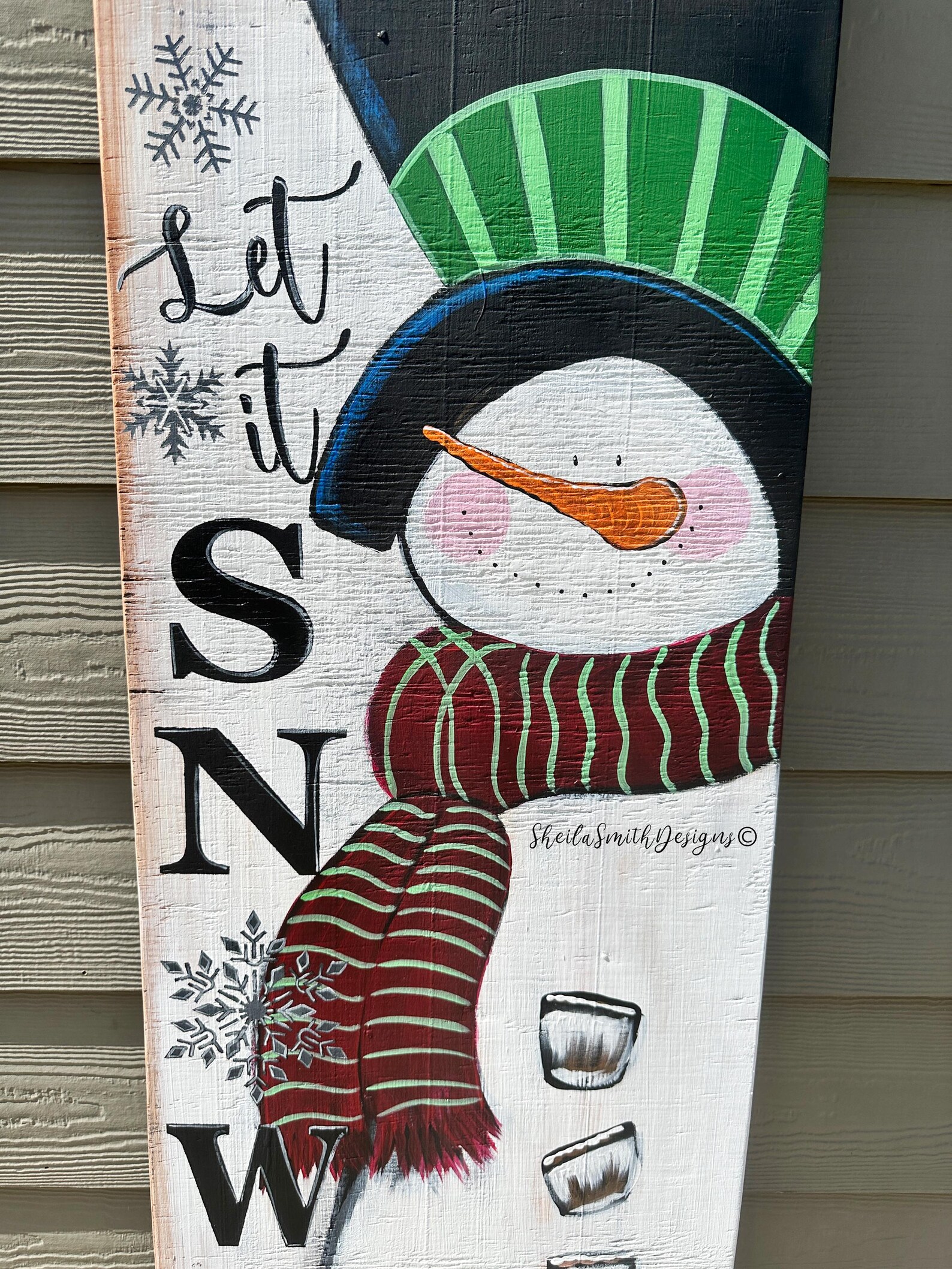 Let It Snow, Winter Welcome Snowman Sign, Snowman, Front Door Sign ...