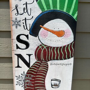 Let It Snow, Winter Welcome Snowman Sign, Snowman, Front Door Sign ...