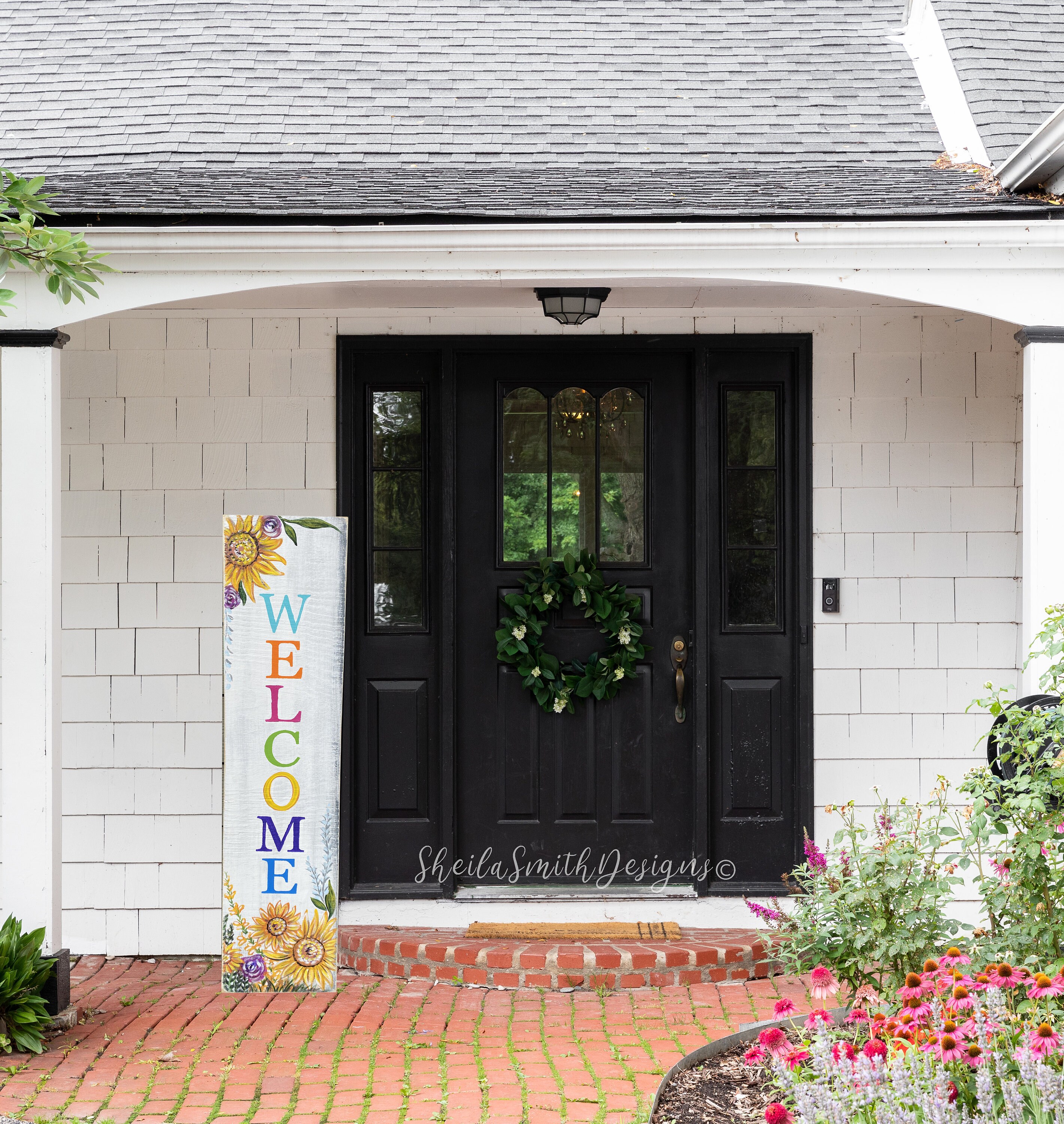 Summer Sign, Porch Sign, Spring Wood Welcome Sign, Vertical Front Door ...