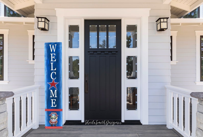 Patriotic Sign, 4th of July WELCOME SIGN, Patriotic Decor, Summer Sign ...