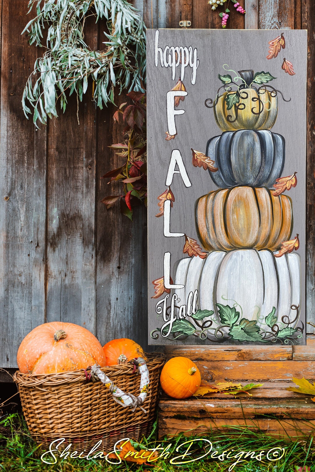 Happy Fall Y'all Pumpkin Sign Fall Welcome Sign Pumpkin - Etsy
