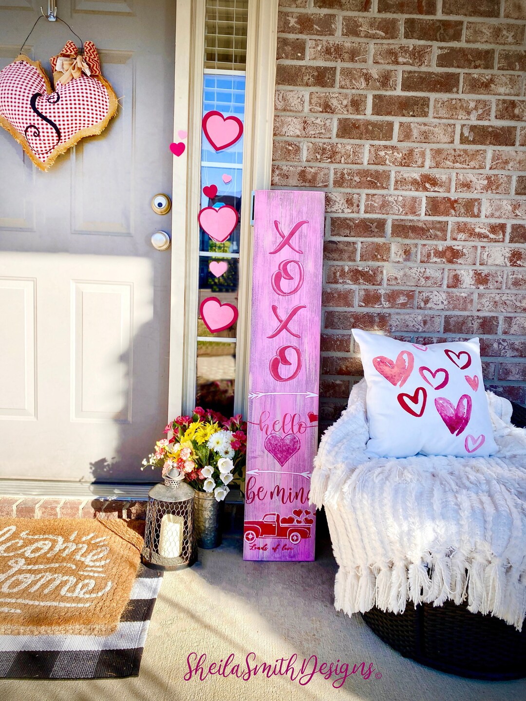 Valentine's Day WELCOME SIGN, XOXO Custom Sign, Vertical Front Door ...