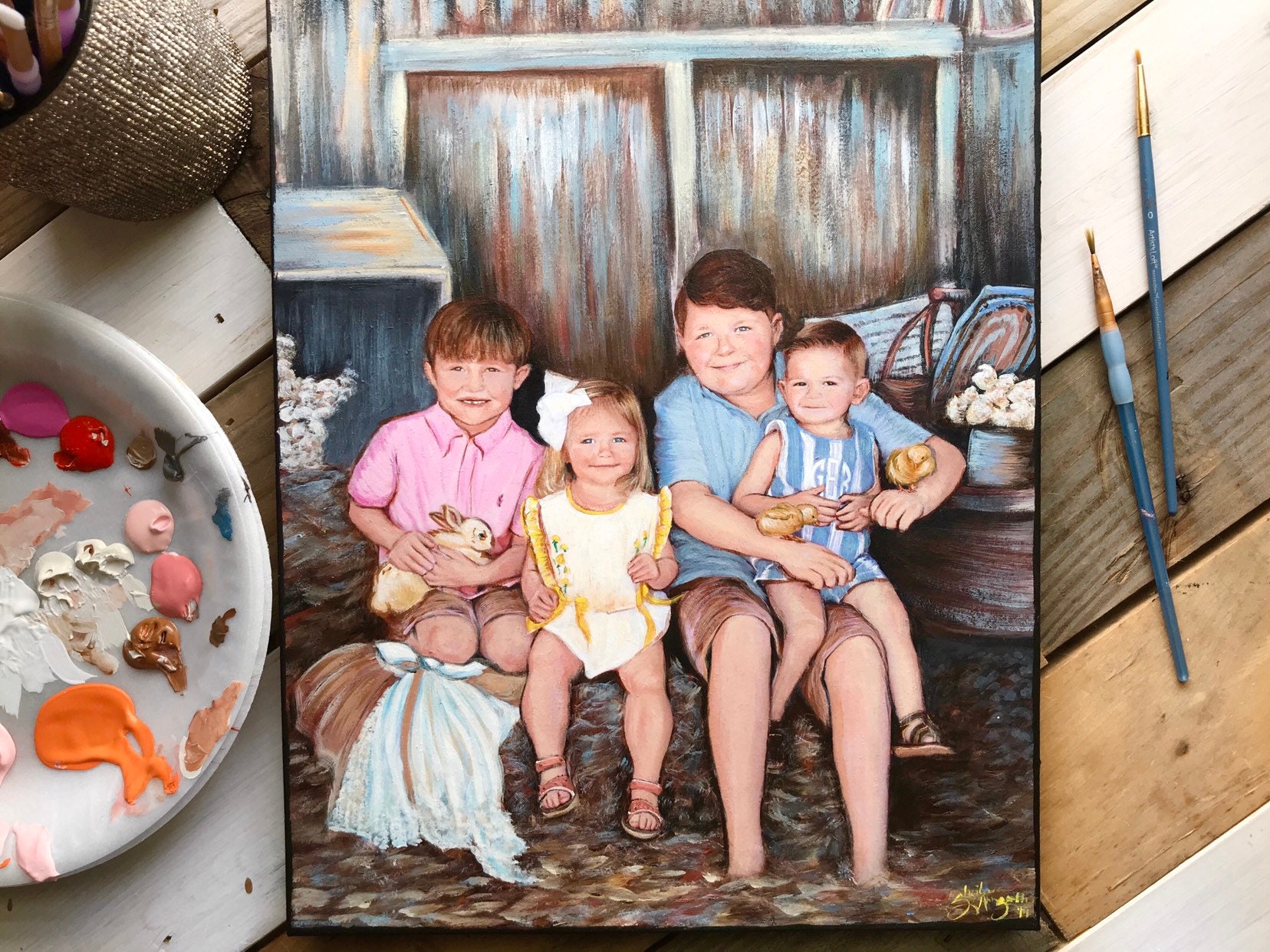Custom Family Portrait, Hand Painted Family Portrait, Commission ...