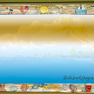 Hand Painted Beach Themed Mirror, Beach Mirror, Beach Decor, Beach ...