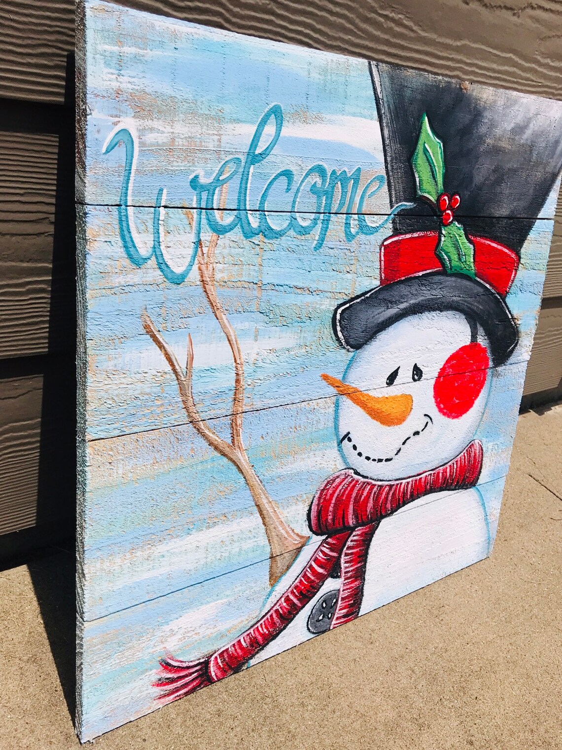 Snowman Welcome Sign Welcome Sign Snowman Decor Christmas - Etsy