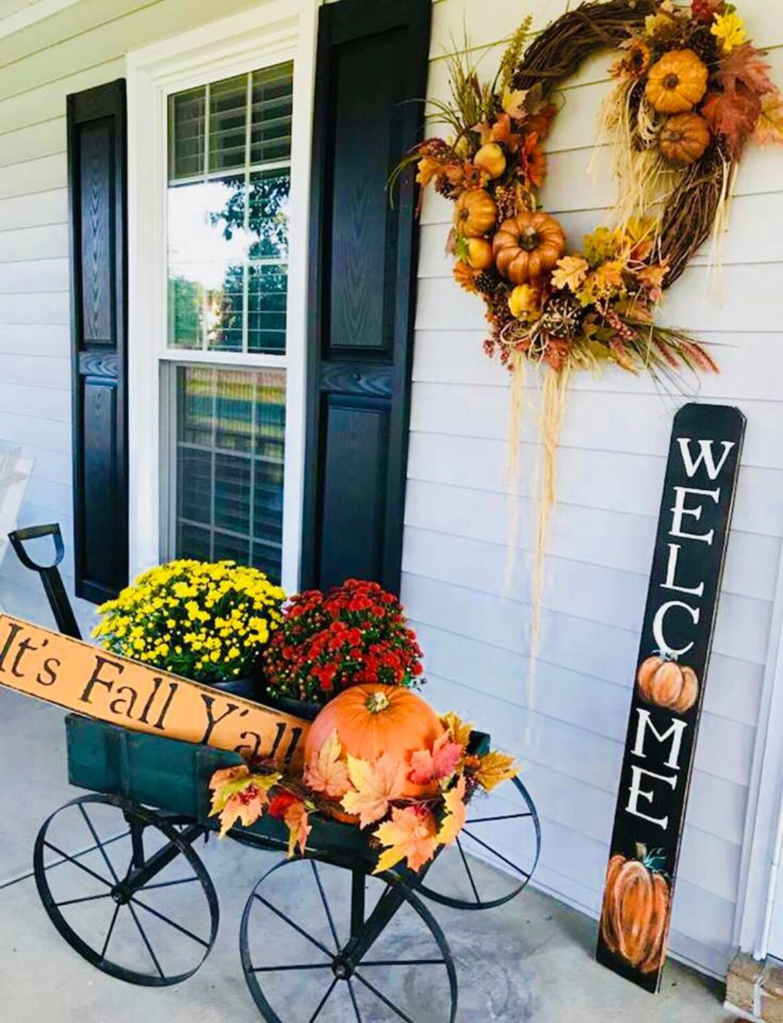 WELCOME SIGN Fall Rustic Welcome Sign Vertical Front Door | Etsy